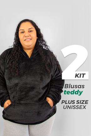 Kit 2x Blusas Moletom Plus Size Teddy Unissex